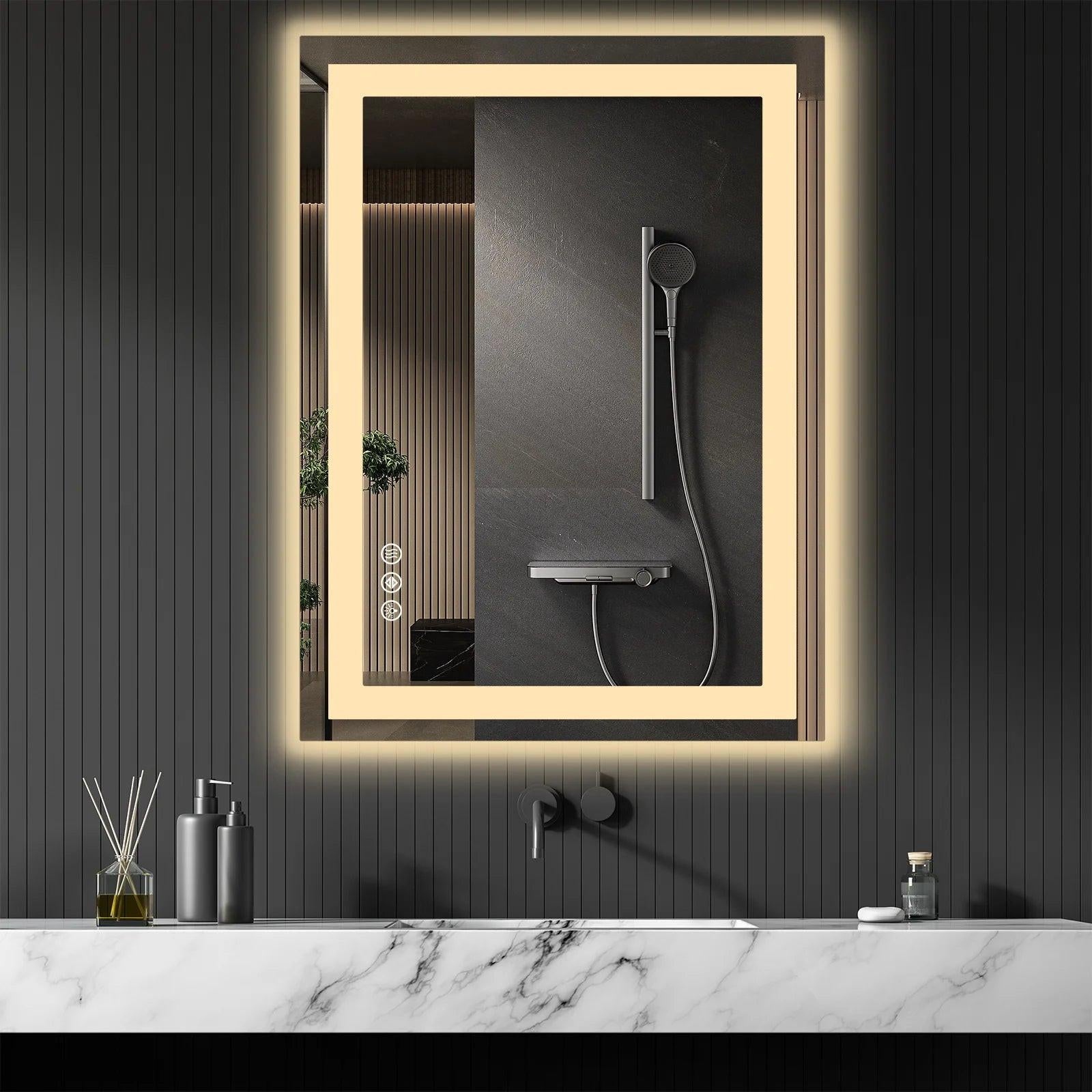 20X28 LED Bathroom Mirror with Lights, Anti-Fog, Dimmable, Backlit + F ...